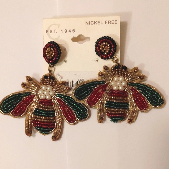 Cato | Jewelry | Cato Gold And Green Beaded Felt Back Earrings | Poshmark